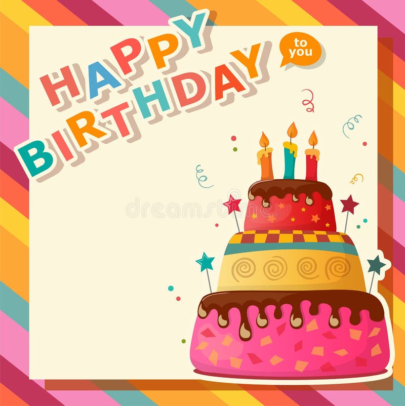 Birthday Cake Vector Card with Cake Stock Vector - Illustration of ...