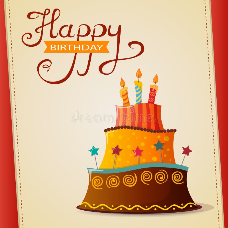 Birthday Cake Vector Card with Cake Stock Vector - Illustration of ...