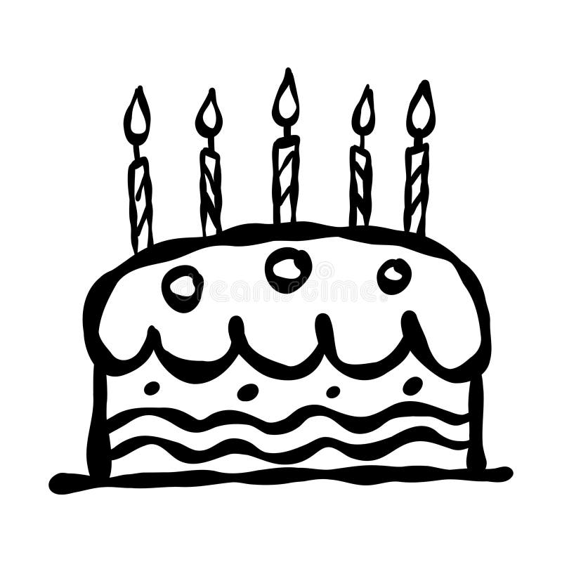 Birthday Cake Vector Drawing, Vector Stock Vector - Illustration of ...