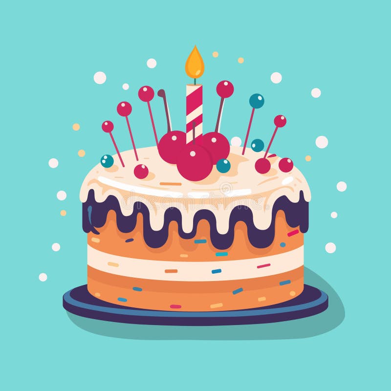 Birthday Cake Vector Illustration Stock Illustration - Illustration of ...