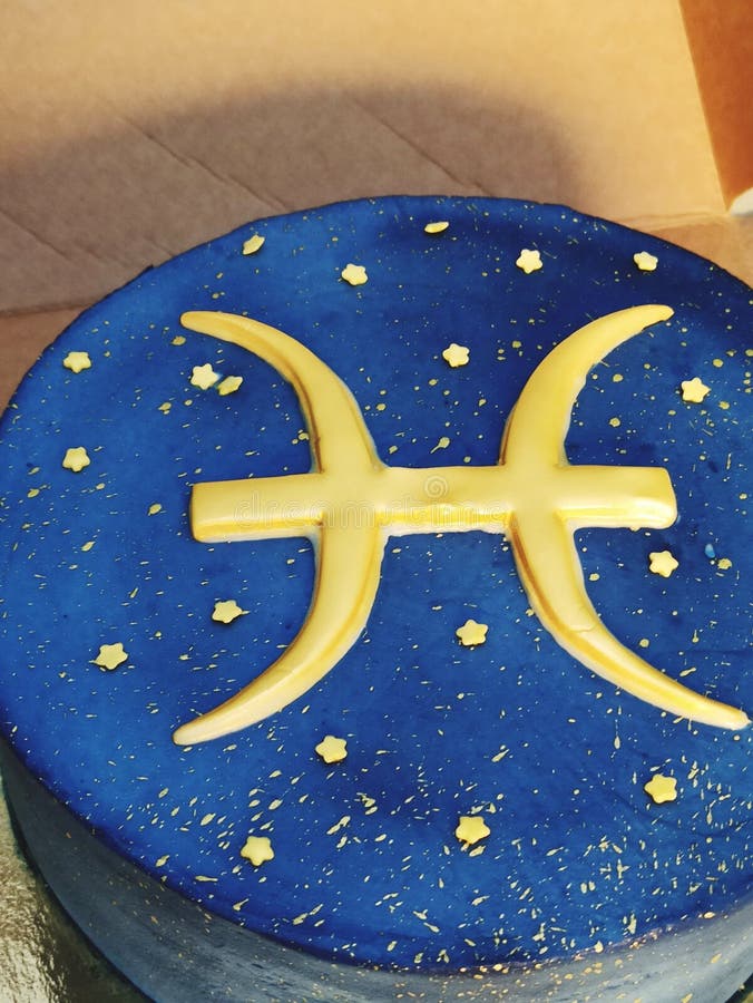 Birthday Cake with Zodiac Sign of Fish Stock Image - Image of circle ...