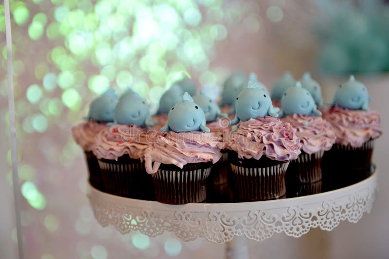 Birthday Cakes Decorated with Fish. Marine Life Theme Stock Image ...