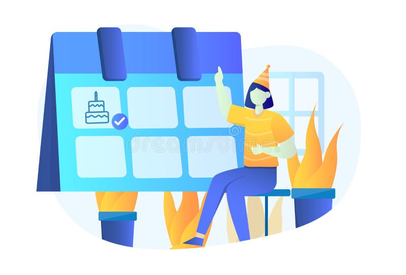 Birthday Calendar Flat Illustration Vector Graphic. Stock Illustration ...