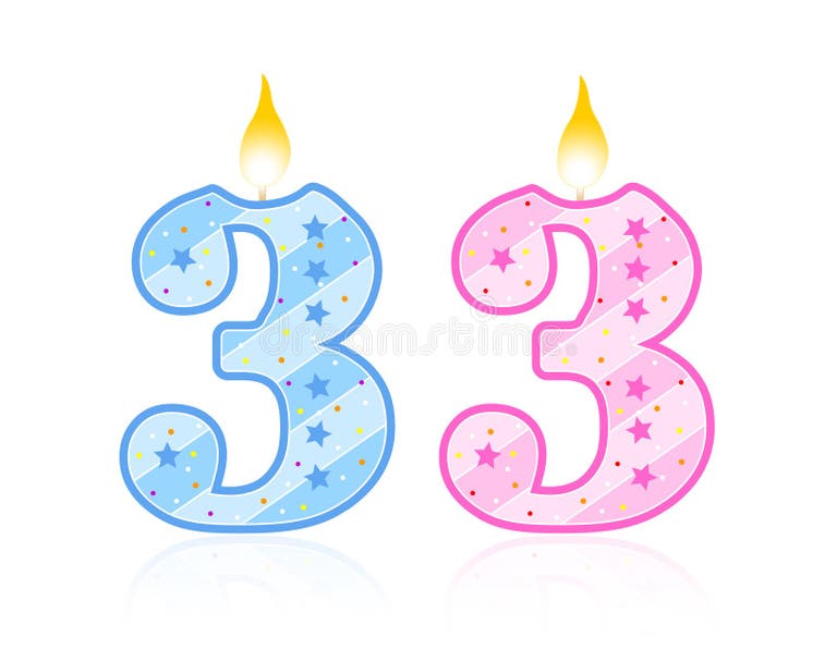 Number Three Birthday Candle Stock Illustrations – 736 Number Three ...