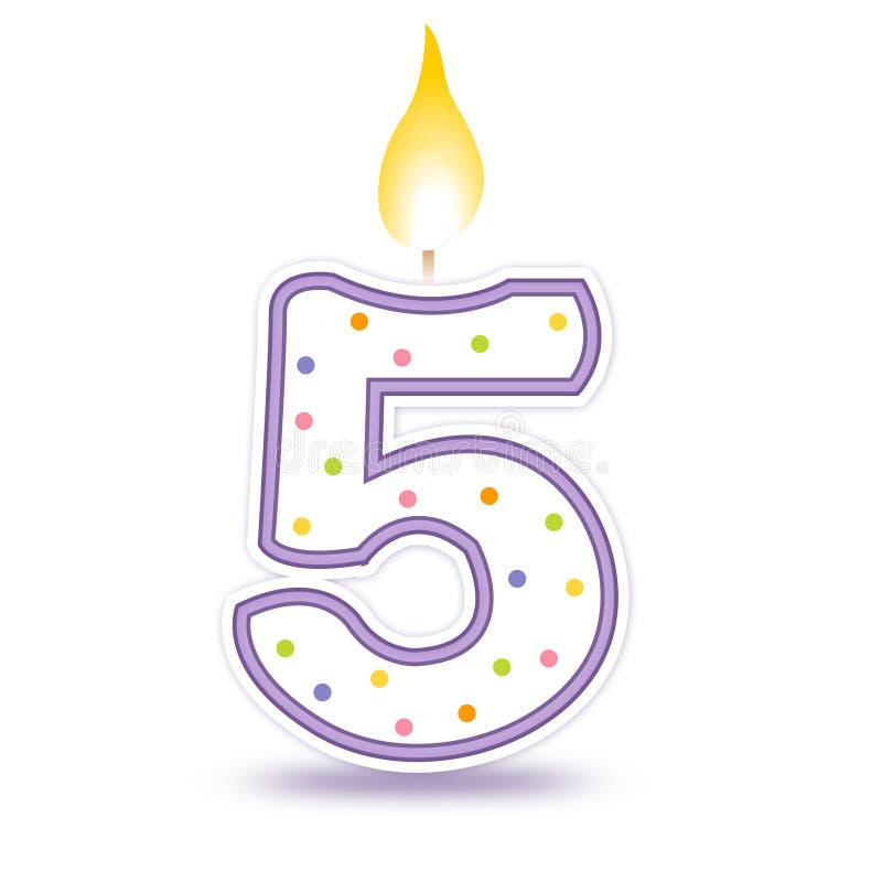 Birthday candle - 5 stock vector. Illustration of decoration - 6452084