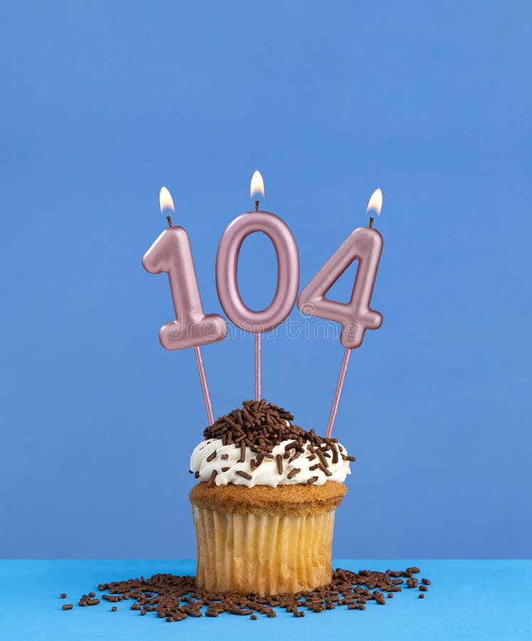 Birthday Candle Cupcake Blue Background Number 104 Stock Photos - Free ...