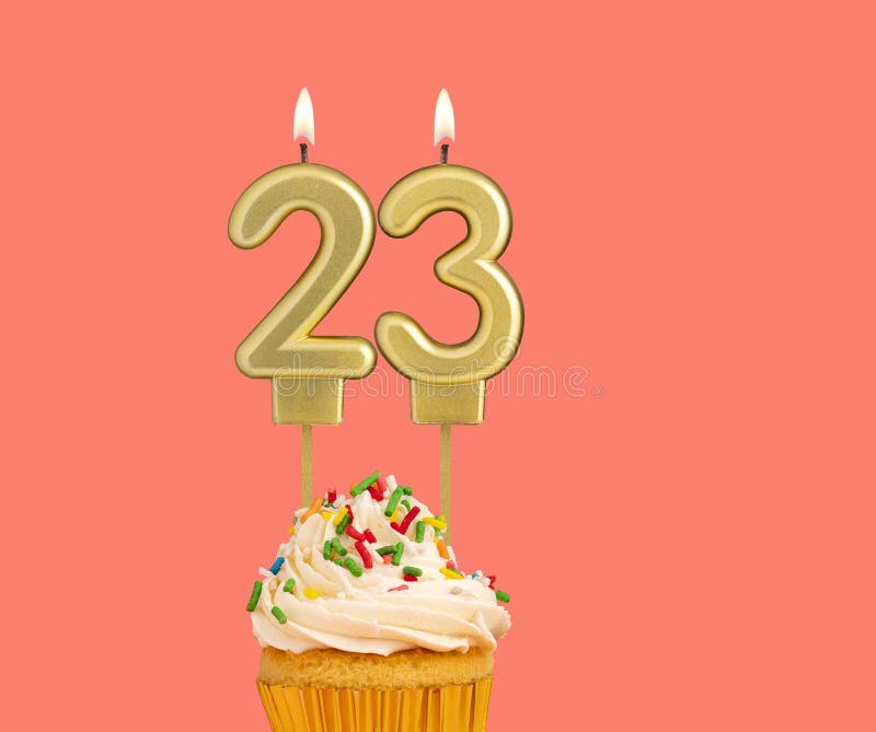Birthday Candle and Cupcake - Number 23 Stock Photo - Image of figure ...