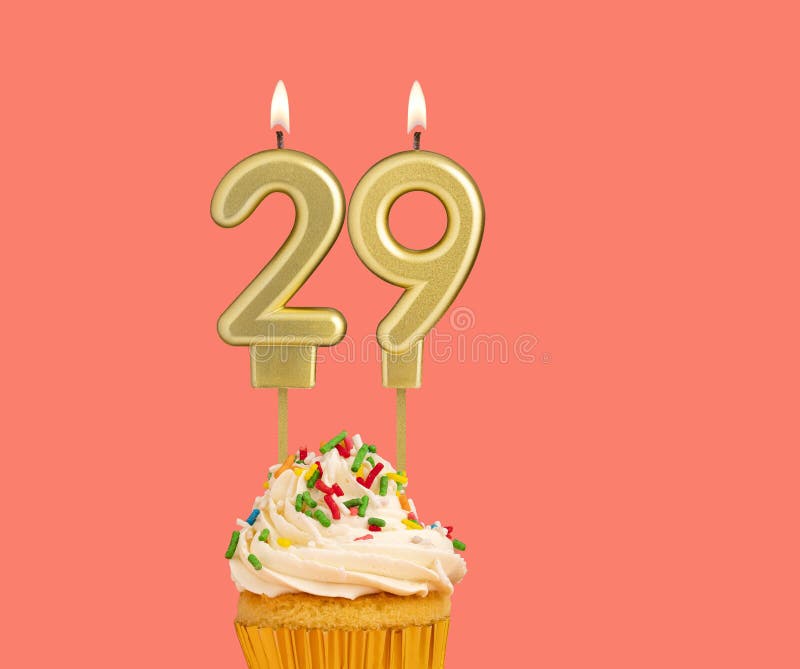Birthday Candle and Cupcake - Number 29 Stock Photo - Image of burning ...