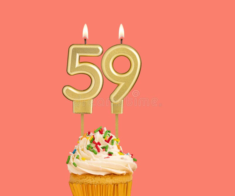 Birthday Candle and Cupcake - Number 59 Stock Image - Image of ...