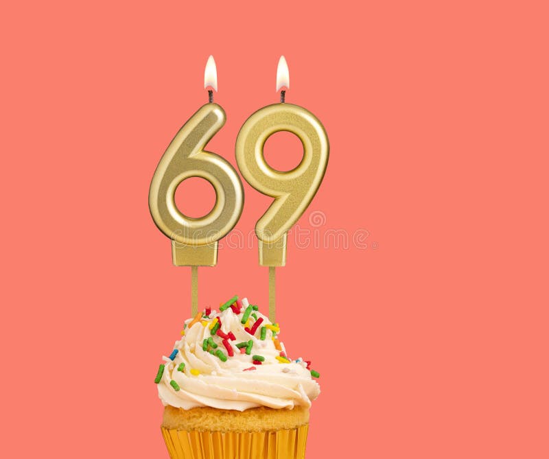 Birthday Candle and Cupcake - Number 69 Stock Photo - Image of color ...