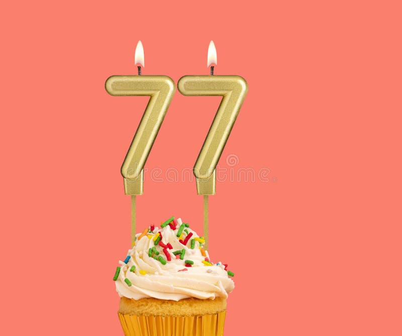 Birthday Candle and Cupcake - Number 77 Stock Photo - Image of ...