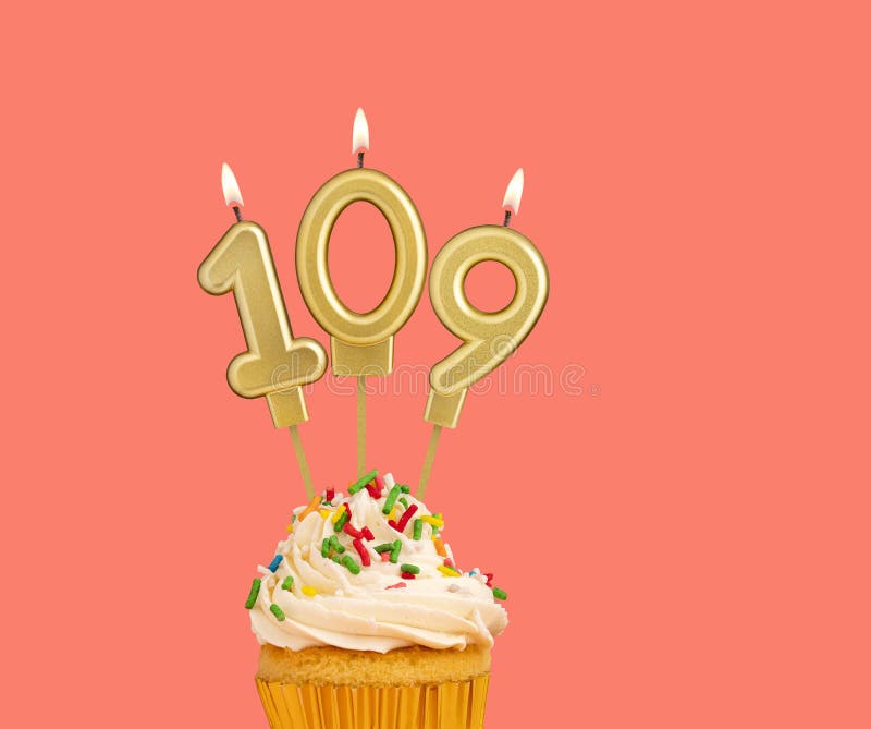 Birthday Candle and Cupcake - Number 109 Stock Image - Image of cake ...