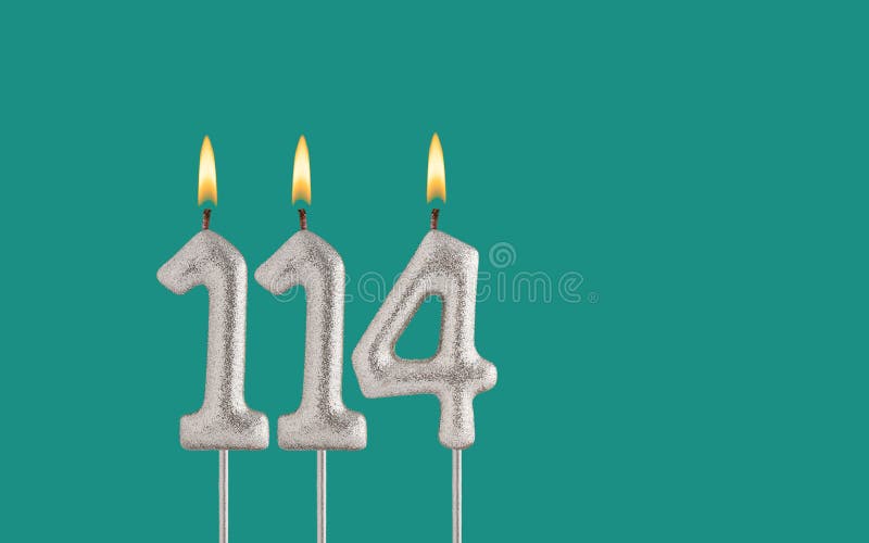 Birthday Candle Number 114 - Card on a Green Background Stock ...