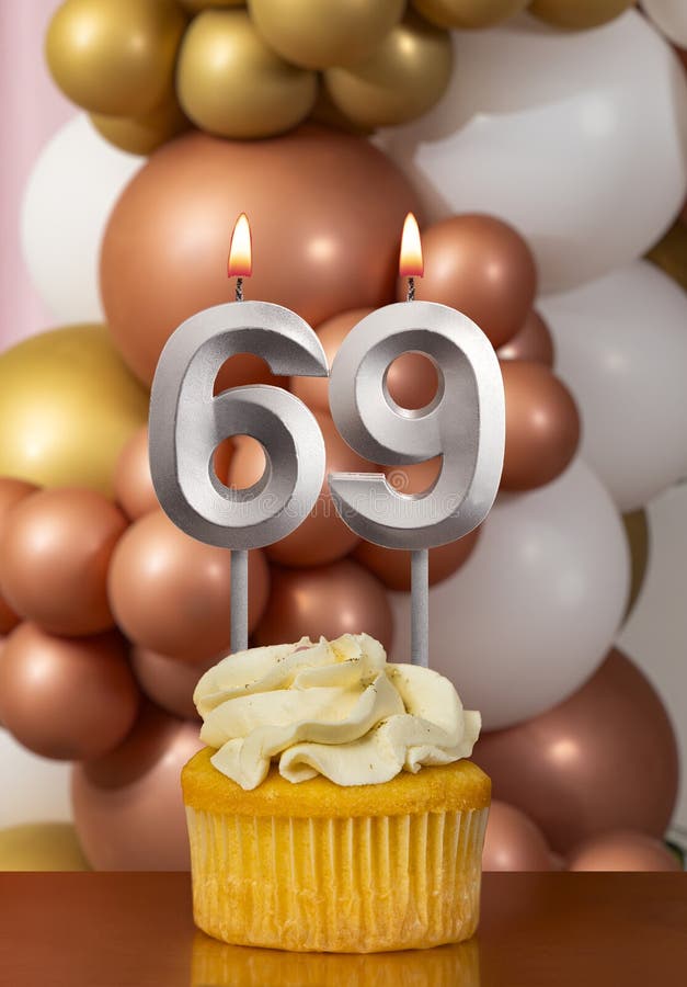 Birthday Candle Number 69 Celebration Balloons Background Stock Photos ...