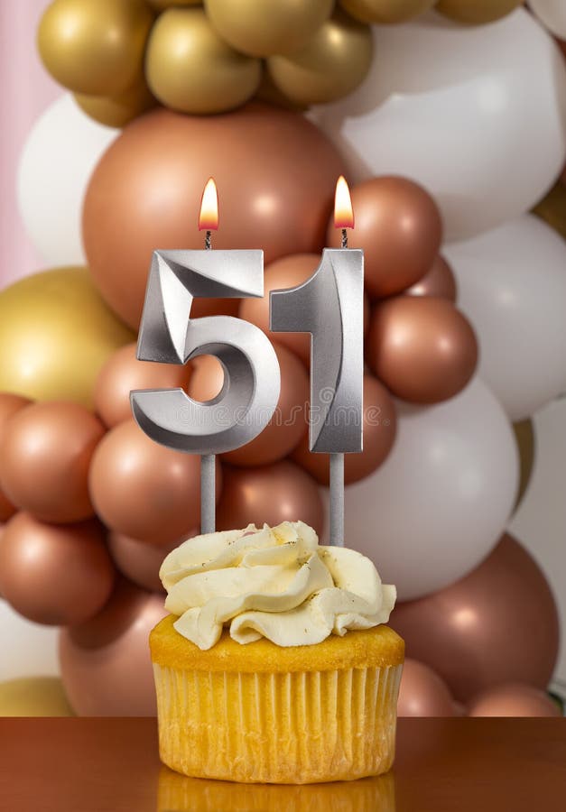 Birthday Candle Number 51 - Celebration Balloons Background Stock Image ...