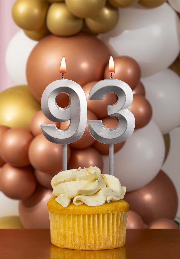Birthday Candle Number 93 Celebration Balloons Background Stock Photos ...