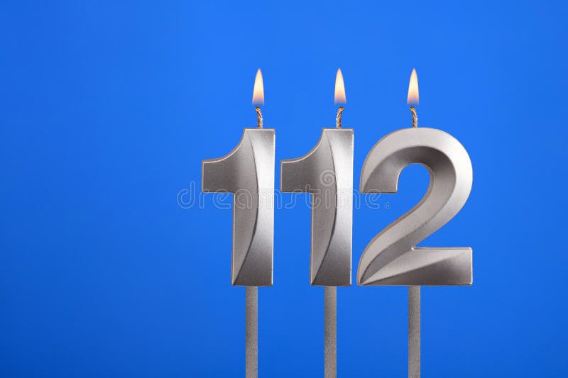 Birthday Candle Number 112 - Celebration Card on Blue Background Stock ...