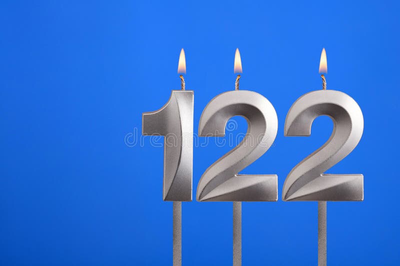 Birthday Candle Number 122 - Celebration Card on Blue Background Stock ...