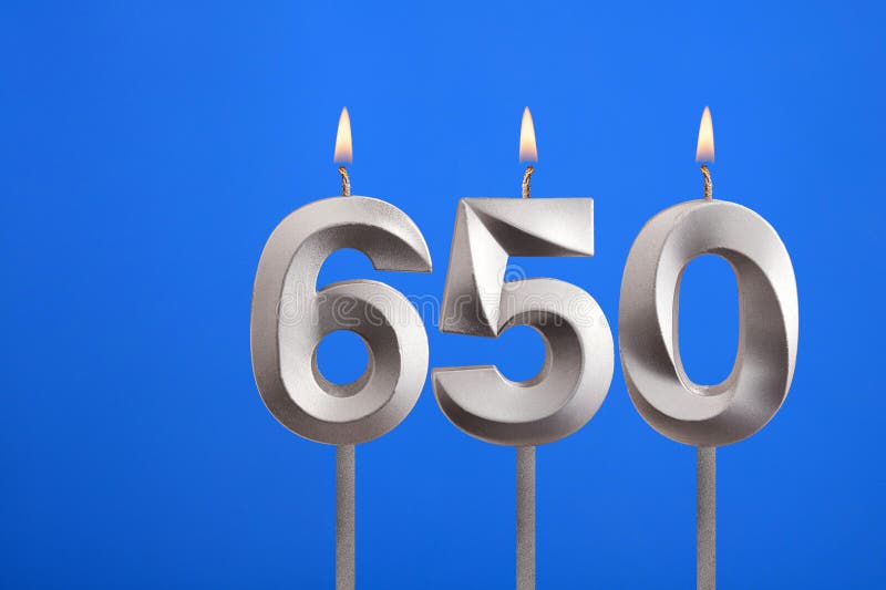 Birthday Candle Number 650 - Celebration Card on Blue Background Stock ...