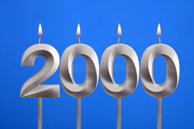 Birthday Candle Number 2000 - Celebration Card on Blue Background Stock ...