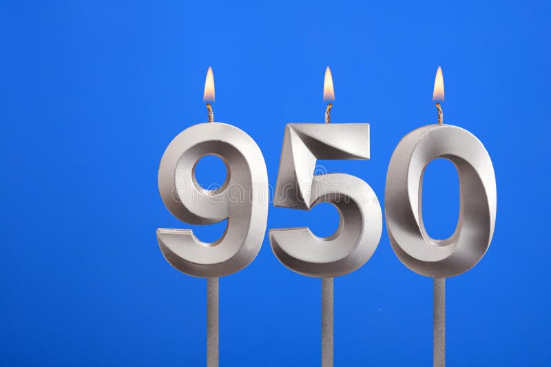 Birthday Candle Number 950 - Celebration Card on Blue Background Stock ...