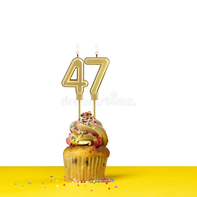 Birthday Candle Number 47 - Cupcake on White Background Stock Photo ...