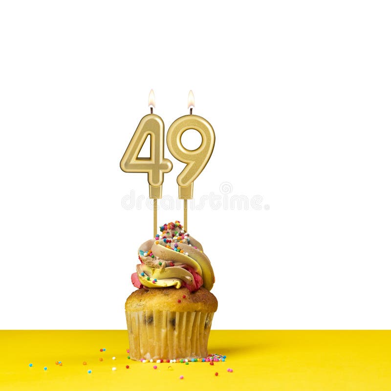 Birthday Candle Number 49 - Cupcake on White Background Stock Image ...