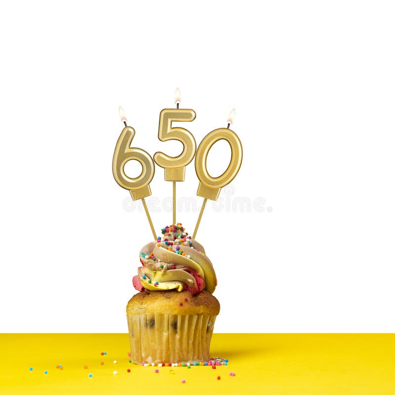 Birthday Candle Number 650 - Cupcake on White Background Stock Image ...