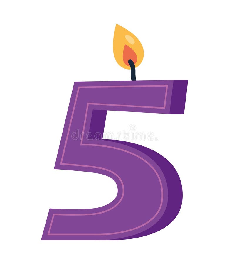 Birthday Candle Number Five Stock Vector - Illustration of birthday ...