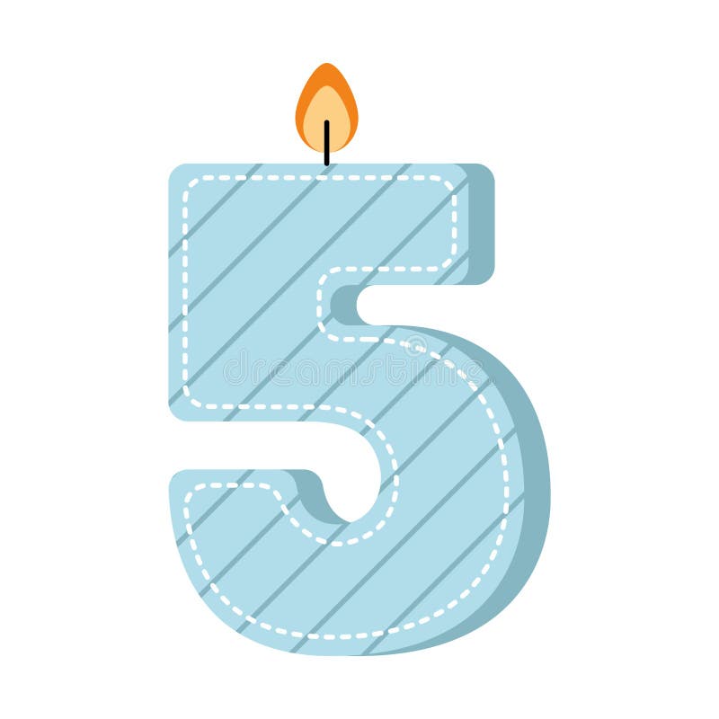 Birthday Candle Number Five Stock Illustration - Illustration of ...