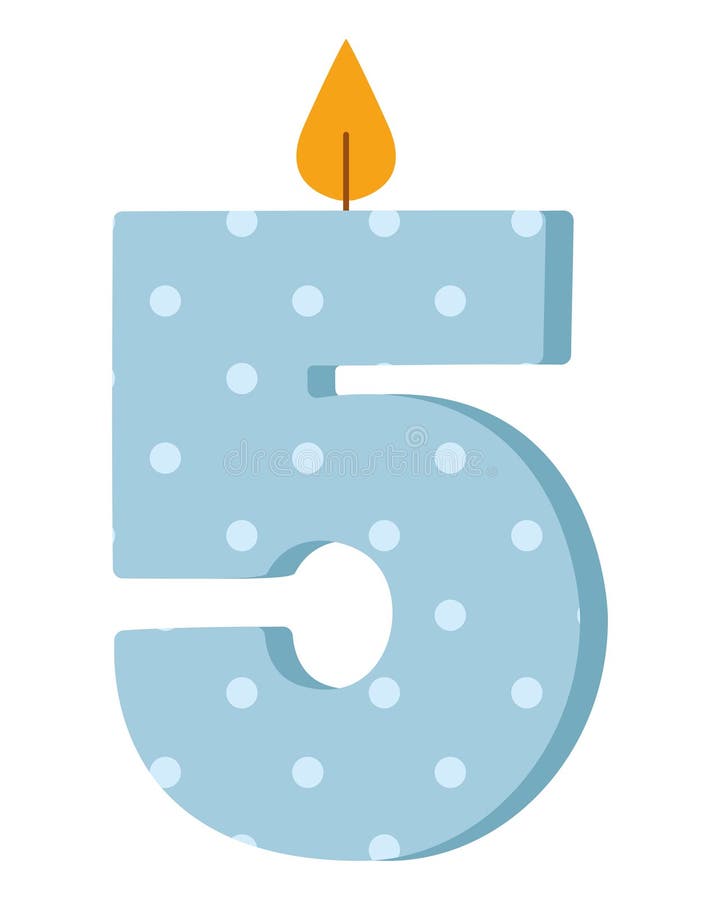 Birthday Candle Number Five Stock Vector - Illustration of blowing ...
