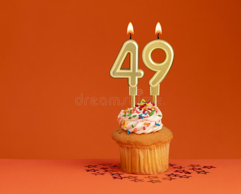 Birthday Candle Number 49 - Invitation Card with Orange Background ...