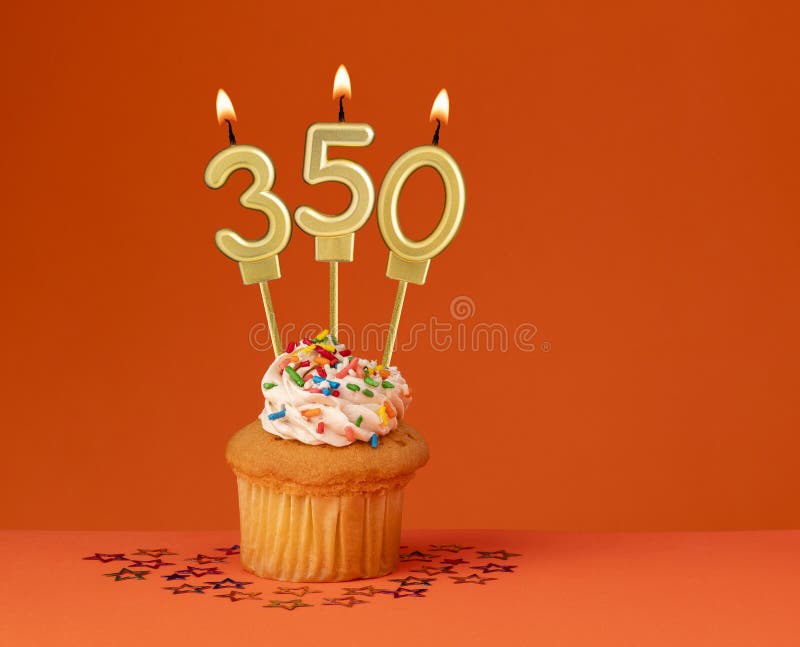Birthday Candle Number 350 - Invitation Card with Orange Background ...