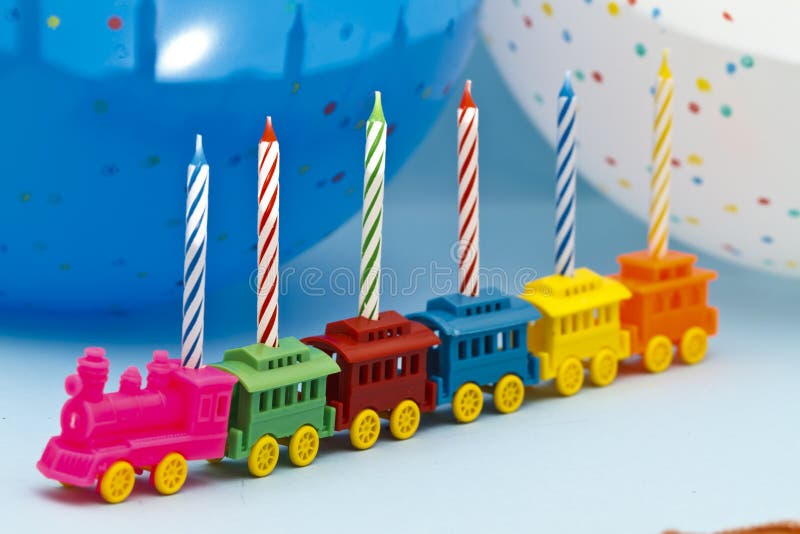 Birthday Candles on Toy Train Stock Photo - Image of decorate ...