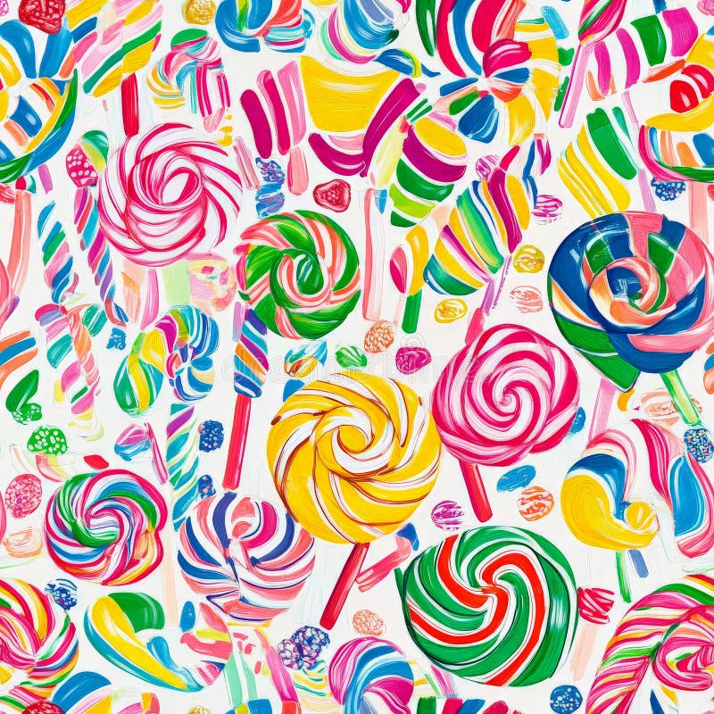 A Birthday Candy Pattern Featuring Lollipops, Candy Canes, and Wrapped ...