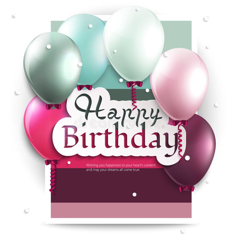 Birthday Card with Balloons, and Birthday Text. Stock Vector ...