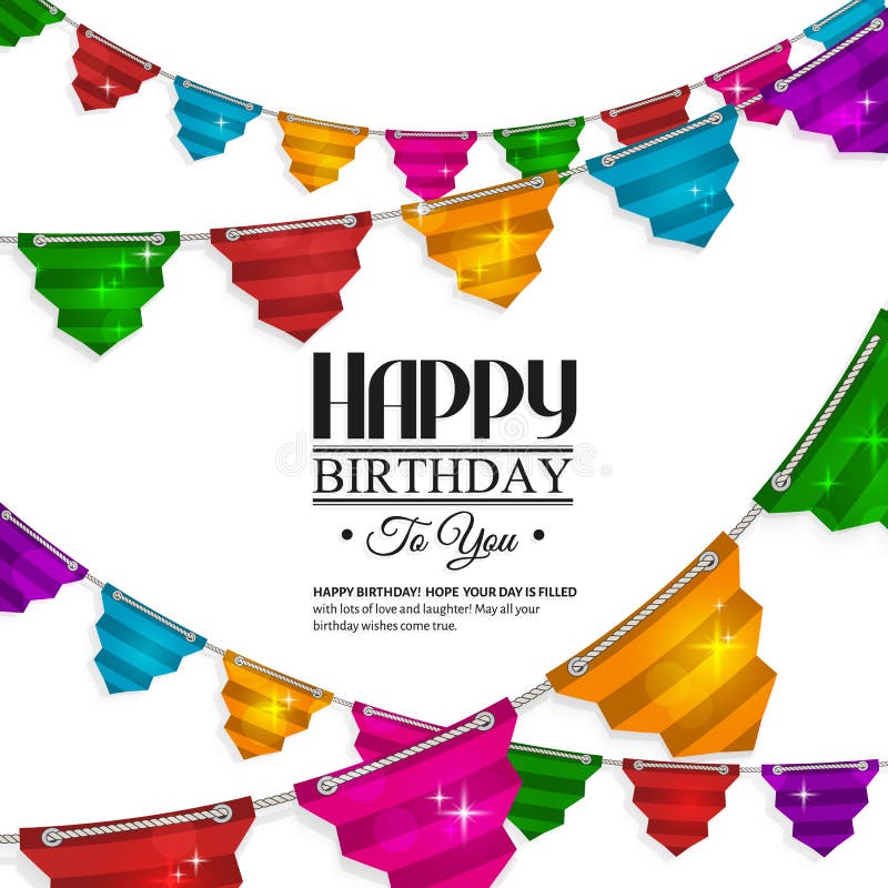 Birthday Card with Bunting Flags in the Style of Stock Vector ...