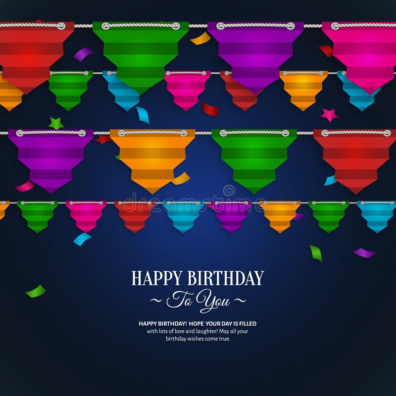 Birthday Card with Bunting Flags in the Style of Stock Vector ...