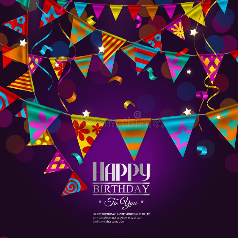 Birthday Card with Bunting Flags Stock Vector - Illustration of ...