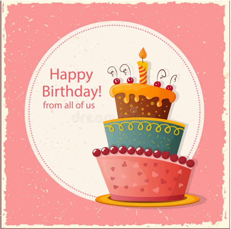 Birthday card with cake stock vector. Illustration of design - 72678872