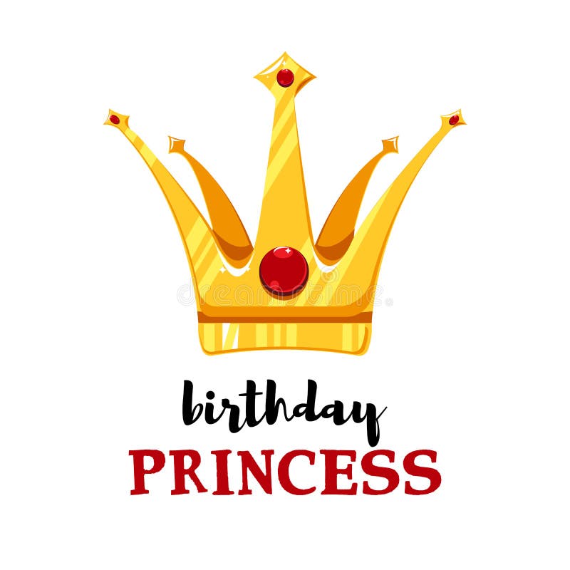 Birthday Card with Cartoon Crown Stock Vector - Illustration of ...