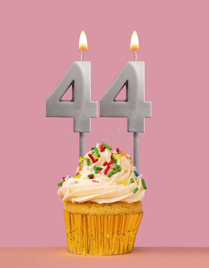 Birthday Card with Cupcake and Candle Number 44 Stock Illustration ...
