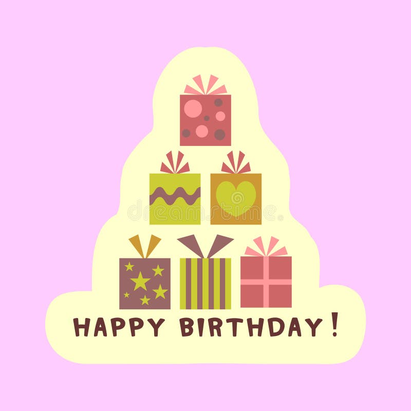Birthday Card with Gift Boxes Stock Vector - Illustration of party ...