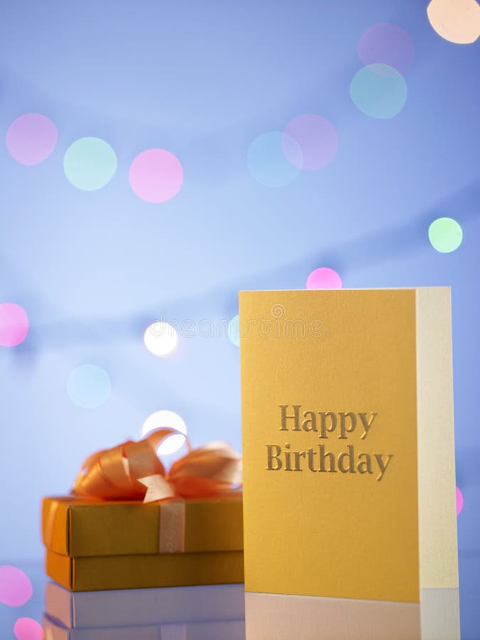 Birthday card stock image. Image of present, note, happy - 53815301