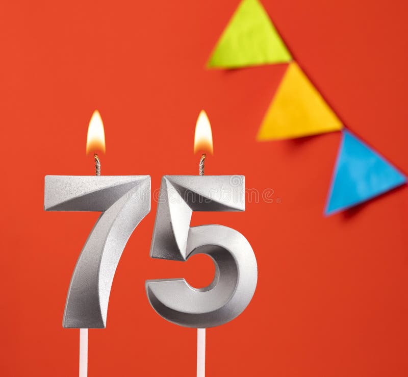 Birthday Card Number 75 Candle Orange Background Stock Photos - Free ...