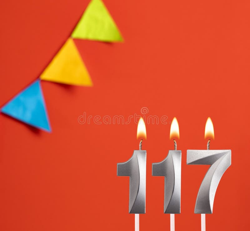 Birthday Card Number 117 Candle Orange Background Stock Photos - Free ...