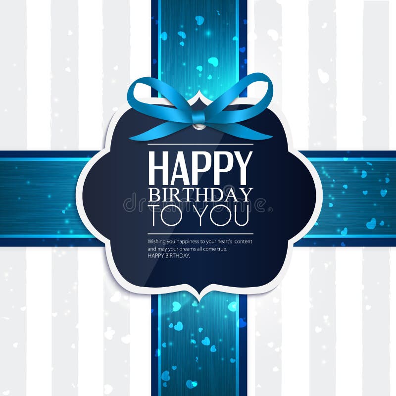 Vector Birthday Card with Red Ribbon and Birthday Stock Vector ...