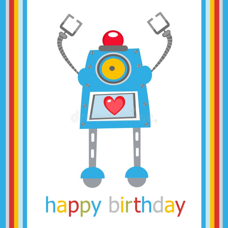 Cartoon robot card stock vector. Illustration of color - 17634828