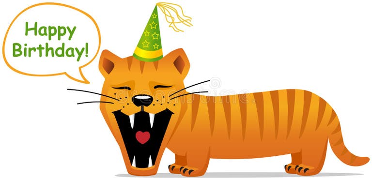 Birthday card, smiling cat stock vector. Illustration of celebration ...