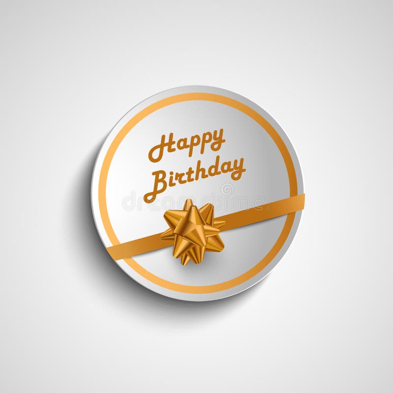 Birthday Card Sticker with Gold Ribbon Stock Vector - Illustration of ...